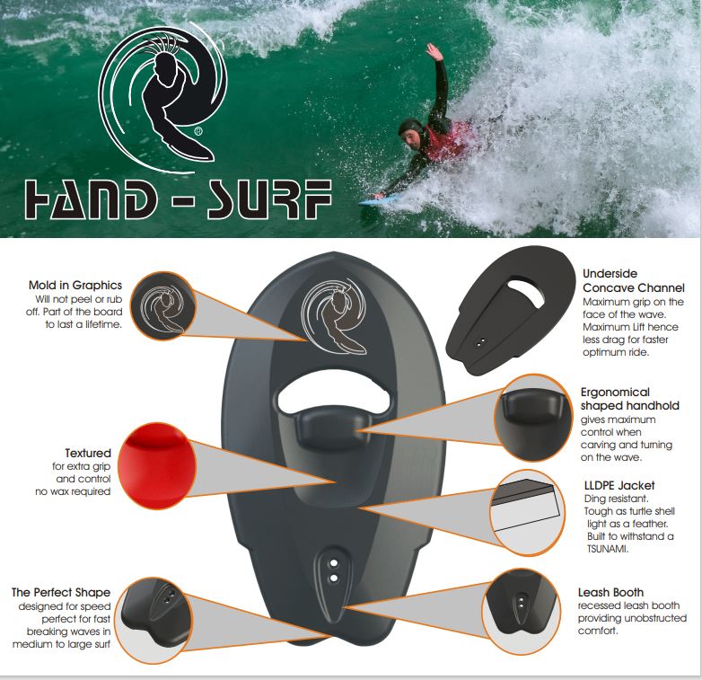 Hand Surf Board (5-colors) with leash and bag - The ultimate hand boar ...